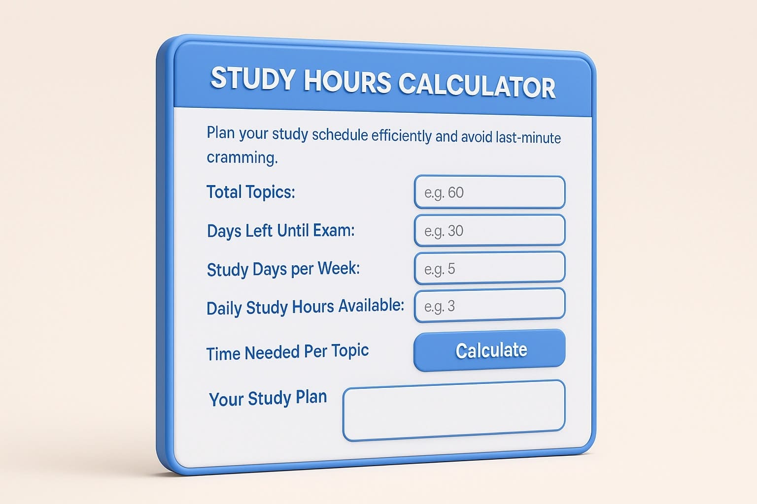 Study Hours Calculator – Gaurav Tiwari